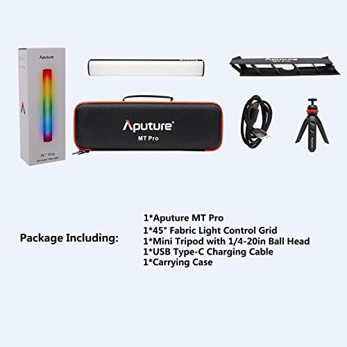 Aputure MT Pro RGB Light Wand 7.5W Output Bi-Color 2000K -10000KPixel-Mappable RGBWW Mini LED Tube Support Sidus Link App/DMX/RDM Control (30cm)