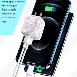 USB C Wall Charger 20W Bling PD & QC 3.0 2 Port Charger with 20W Mini USB-C Power Adapter Compatible with iPhone iPad AirPods Samsung Galaxy and More