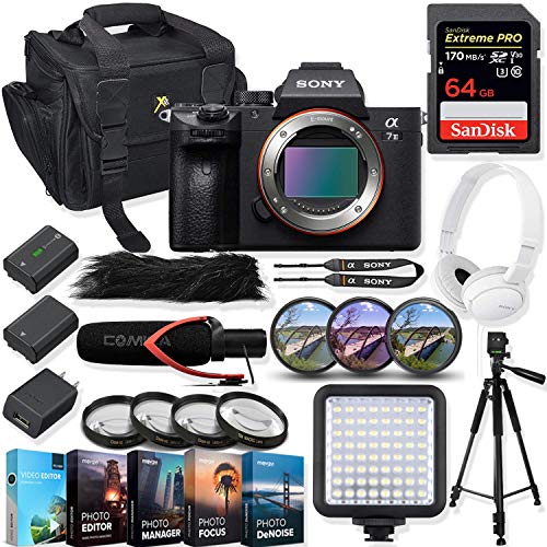 Sony Alpha a7 III Mirrorless Digital Camera (Body Only) Kit + Video Accessory Bundle with 64GB Extreme Pro Memory