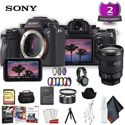 Sony Alpha a9 Mirrorless Digital Camera (Body Only) (International Model) Advanced Accessory Bundle w/ 24-105mm Lens + Recording Monitor