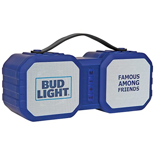 Bud Light Rugged Bluetooth Speaker with Phone Holder - Water Resistant - Phone Holder - Micro SD Card Reader - FM Radio - Carrying Handle - Bluetooth Speaker