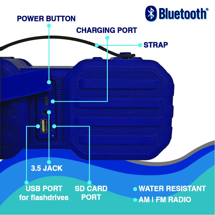 Bud Light Rugged Bluetooth Speaker with Phone Holder - Water Resistant - Phone Holder - Micro SD Card Reader - FM Radio - Carrying Handle - Bluetooth Speaker