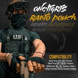 OneTigris Radio Holster for BaoFeng UV-5R BF-F8HP Nylon MOLLE Pouch for Walkie Talkie Rifle Mag (Multicam)