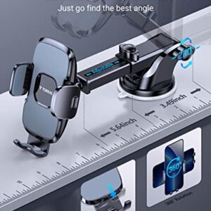 TORRAS 3 in 1 Phone Mount for Car, Dashboard Phone Holder Vent Clip Cell Phone Holder for Car Windshield, Cell Phone Automobile Cradles Rotatable and Retractable Car Phone Holder Hands Free