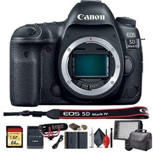 canon eos 5d mark iv dslr camera (1483c002) w/bag, extra battery, led light, mic, filters and more – advanced bundle (renewed)