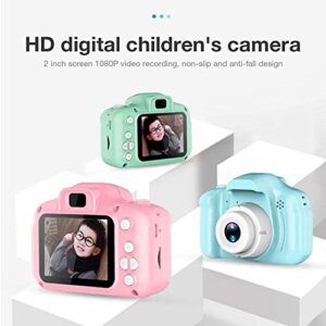 Alician 2 Inch HD Screen Chargable Digital Mini Camera Kids Cartoon Cute Camera Toys Outdoor Photography Props for Child Green