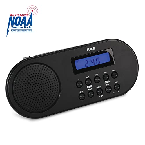 RCA – NOAA Emergency Weather Alert Radio with AM/FM Radio, Digital Clock and Alarm – AC or Battery Powered (RCWR7)