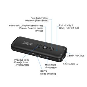 Bluetooth 5.0 Transmitter 3 in 1,Bluetooth Receiver ,Wireless Adapter, Bluetooth Audio Adapter with 3.5mm AUX Stereo Output for TV , PC, car, Headset, Headphone, Earphone, Earbud