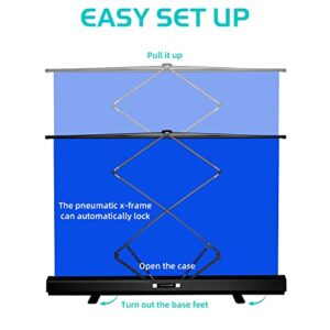 【Easy Set Up】 RAUBAY 6.2 x 5 ft Collapsible Blue Screen Backdrop Portable Retractable Chroma Key Panel Photo Background with Stand for Video Conference, Photographic Studio, Streaming