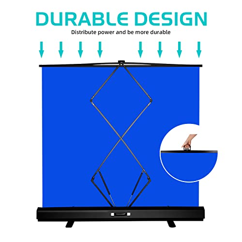 【Easy Set Up】 RAUBAY 6.2 x 5 ft Collapsible Blue Screen Backdrop Portable Retractable Chroma Key Panel Photo Background with Stand for Video Conference, Photographic Studio, Streaming