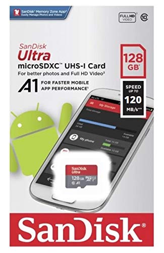 SanDisk Ultra MicroSD 128GB Card for Samsung Galaxy Tablets Works with Tab A7 Lite, Tab S7 FE, Tab S7 FE 5G (SDSQUA4-128G-GN6MN) Bundle with (1) Everything But Stromboli SD & SDXC Memory Card Reader