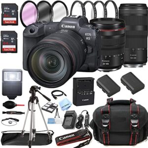 r5 mirrorless digital camera with rf 24-105mm f/4 l is usm lens + rf 100-400mm is usm lens + 128gb memory + case + tripod + filters (41pc bundle)