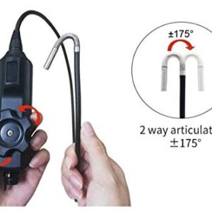 Vividia VA-150 Gray Two-Way Articulating Borescope Videoscope Inspection Camera with 6mm Diameter Probe and 2.7" Monitor and 640x480 Image Resolution