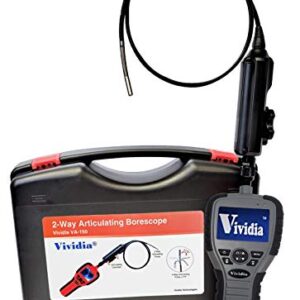 Vividia VA-150 Gray Two-Way Articulating Borescope Videoscope Inspection Camera with 6mm Diameter Probe and 2.7" Monitor and 640x480 Image Resolution