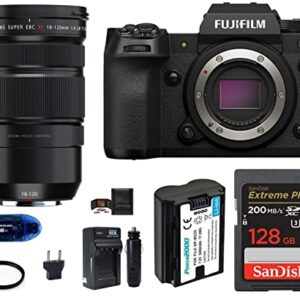 Fujifilm X-H2S Digital Camera with XF 18-120mm f/4 LM PZ WR Lens Bundle, Includes: SanDisk 128GB Extreme PRO SDXC Memory Card, Spare Battery and More (8 Items)