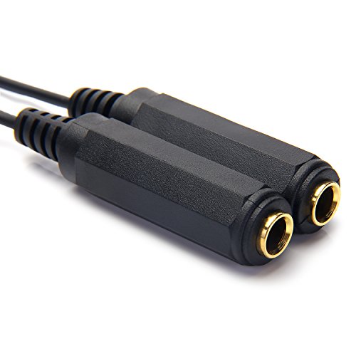 DISINO 1/4 Splitter, 1/4" TRS Stereo Male to Dual 1/4" TRS Stereo Female Y Splitter Cable Quarter Inch Splitter Cord - 8 Inch / 20cm