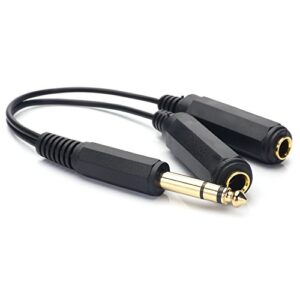 DISINO 1/4 Splitter, 1/4" TRS Stereo Male to Dual 1/4" TRS Stereo Female Y Splitter Cable Quarter Inch Splitter Cord - 8 Inch / 20cm