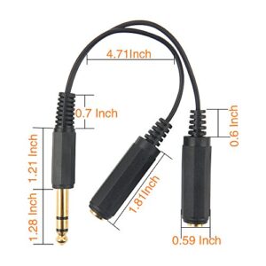 DISINO 1/4 Splitter, 1/4" TRS Stereo Male to Dual 1/4" TRS Stereo Female Y Splitter Cable Quarter Inch Splitter Cord - 8 Inch / 20cm