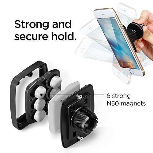 Spigen Hexa Magnetic Air Vent Hands Free Clip Cell Phone Mount Holder for Car Compatible with All Mobile Phones - Black