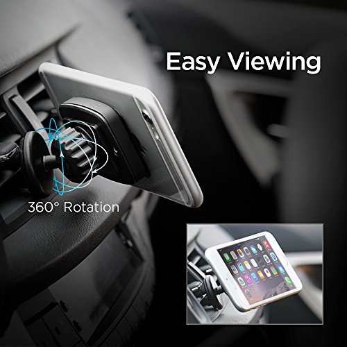 Spigen Hexa Magnetic Air Vent Hands Free Clip Cell Phone Mount Holder for Car Compatible with All Mobile Phones - Black