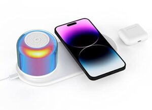 15w wireless phone and airpod charger, touch dimming multicolor night light, portable bluetooth speaker