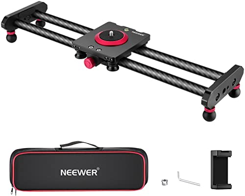 NEEWER 16"/40cm Carbon Fiber Camera Slider, Lightweight Rail Dolly Track Slider with 4 Bearings, Phone Clip, Compatible with Mirrorless Camera iPhone 13 13 Pro 13 Pro Max, Max Load 2.2lb/1kg, VS-CF50