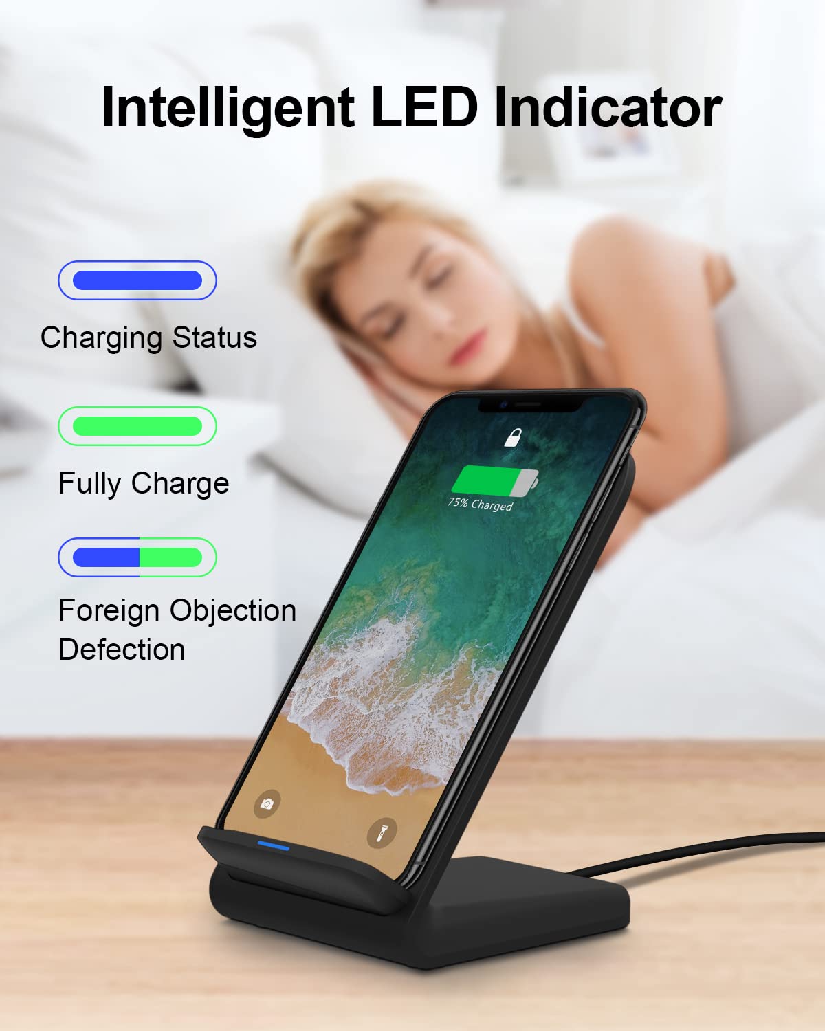 Fast Wireless Charger, Trummul Upgraded 10W Wireless Charging Stand Compatible with iPhone 13 12 11 Pro XR XS 8 Plus Galaxy S22 S21 S10 Note 20 10 Google LG and Other Wireless Charging Phones