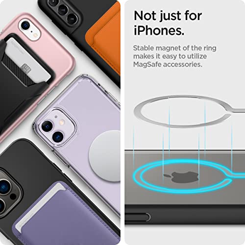 Spigen OneTap Ring Adapter for Mag Safe-Compatibility with EZ-Fit Kit [Add Mag Safe Compatibility to Non-Mag Safe Case ] - 1 Pack - Silver