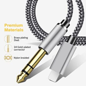 6.6ft 1/4 inch TRS Audio Stereo Cable Compatible with i-Phone, 6.35mm Male 1/4'' AUX Jack Adapter Cord for Phone 13,12,11,XS,XR,Pad,Pod, Amplifier, Speaker, Headphone, Mixer (NOT Support Recording)