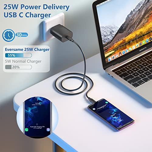 Galaxy S23 Charger Block USB Type C Power Plug 25W PD Super Fast Charging Wall Charger Adapter for Samsung Galaxy S23/S22/S21/Ultra/Plus/Note 20/10 Plus/Z fold 3/iPhone 14/13/iPad/Tablet-2 Pack Black