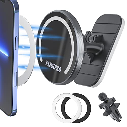 PLDHPRO Magnetic Phone Holder for MagSafe Car Mount [Powerful Magnets] 360° Adjustable Car Dashboard and Air Vent Hands Free iPhone Car Holder Mount Fit iPhone14 13 12 Pro Plus Max Mini