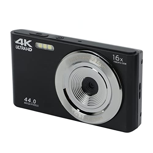 16x Digital Zoom Camera, 2.8 inch Screen, HD Camera, 44 Megapixels, 4k Video Resolution, Built in Fill Flash, USB Data Transfer, Can be Used for Life Home (Black)