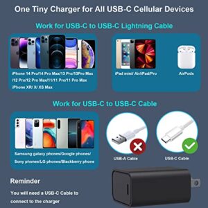 Type C Wall Charger for Apple iPhone Charger Without Cable, 20W USB-C Power Adapter Fast Charging Block Travel Plug Adapter for iPhone 14/13/12/11/Pro Max, XS/XR/X, iPad Pro,AirPods (Black)