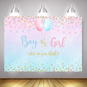 Mocsicka Boy or Girl Gender Reveal Decoration, Blue or Pink Dots Balloon Party Backdrop, Gender Reveal Banner Supplies (5x3ft (60x36 inch))