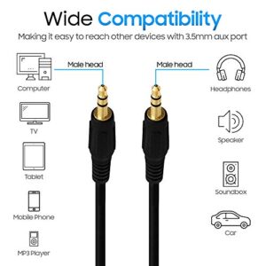 Cmple - 3.5mm Aux Male to Male Audio Cable for Stereo Speaker with Gold-Plated Plugs Male to Male Jack Auxiliary Cord Adapter for Car, Phone, Headphones - 75 Feet, Black