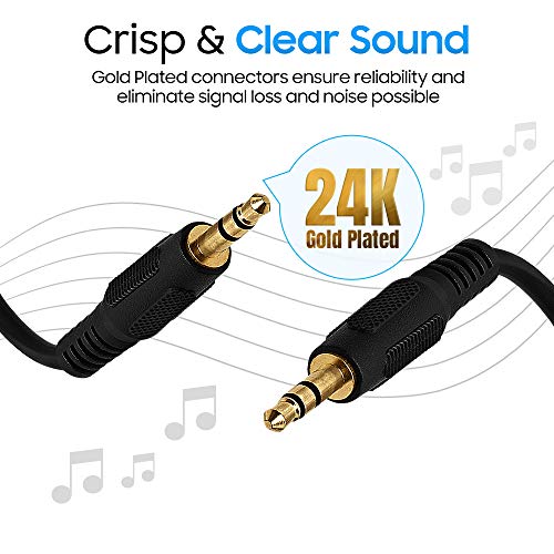 Cmple - 3.5mm Aux Male to Male Audio Cable for Stereo Speaker with Gold-Plated Plugs Male to Male Jack Auxiliary Cord Adapter for Car, Phone, Headphones - 75 Feet, Black