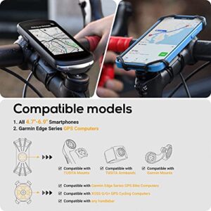 TUSITA 360° Rotation Universal Bike Phone Mount for Universal Stem & Handlebar - Fits 4.7"-6.9" Phones for iPhone 14 13 12 11 Pro Max - Compatible with Garmin Edge GPS