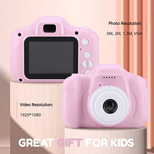 Kids Camera for Girls and Boys, Mini Portable 2.0 inch IPS Color Screen Children Digital Camera, Children Digital HD Cameras 1080P with 32GB TF Card(Pink)