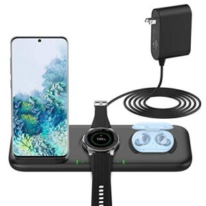 yootech 3 in 1 fast wireless charger for samsung devices, 22.5w max wireless charging station for samsung galaxy watch 4 classic/3/active2/1,gear s4/s3/sport,galaxy buds 2/pro/live,galaxy s22/s21/s20