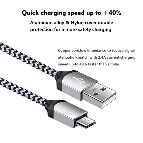 Android Charger, Micro USB Charger Cable Cord Wall Charger Block Plug Fast Charging for Samsung Galaxy S7 Edge S6 S5 J3 J7 J7V Note 5 4,Moto G5,E5 Play E6 E4,LG Stylo 3 2 G4 K50 K40,HTC,Android Phone