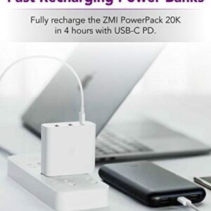 ZMI zPower 3-Port Travel Charger with 25W PPS Support: 45W USB-C PD and 18W-Split Dual USB-A Wall Charger (White) [Note: This is Not a 45W PPS Charger for Galaxy Note10+]