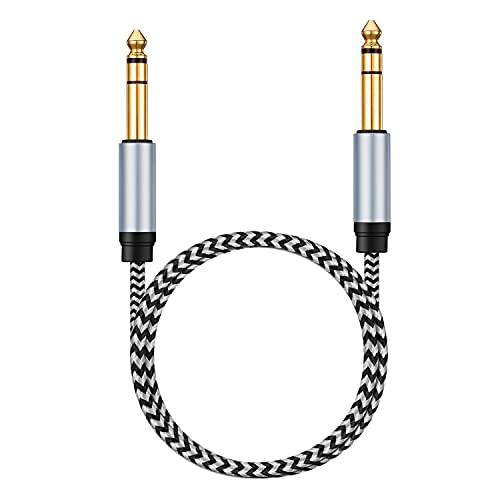 Morelecs 1/4 inch TRS Cable 20ft - 6.35mm (1/4) TRS to 6.35mm (1/4) TRS Stereo Audio Cable Male to Male Heavy Duty 6.35mm Male to Male Stereo Jack Balanced Audio Path Cord