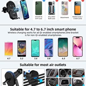 Wireless Car Charger iPhone with Vent Clip,15W Fast Charging Kharly Car Phone Charger Holder,Smart Sensor Auto-Clamping Fashion Phone Holder Mount for Car for iPhone 14 Pro/13 Samsung etc