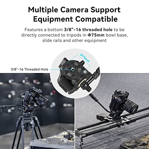 SmallRig Fluid Video Head with Quick Release Plate, Universal Bubble Level Tripod Fluid Head for Mirrorless, Video Cameras and DSLRs, Compatible with Gimbal Plate for DJI RS Series, DH-01-3985