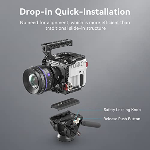 SmallRig Fluid Video Head with Quick Release Plate, Universal Bubble Level Tripod Fluid Head for Mirrorless, Video Cameras and DSLRs, Compatible with Gimbal Plate for DJI RS Series, DH-01-3985