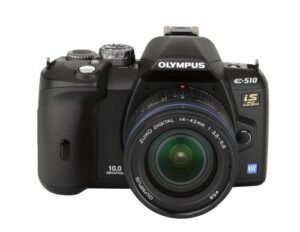 olympus evolt e510 10mp digital slr camera with ccd shift image stabilization and 14-42mm f/3.5-5.6 and 40-150mm f/4.0-5.6 zuiko lenses