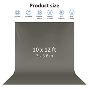 NEEWER 10 x 12FT / 3 x 3.6M PRO Photo Studio premium polyester Collapsible Backdrop Background for Photography, Video and Television (Backdrop Only) - Grey