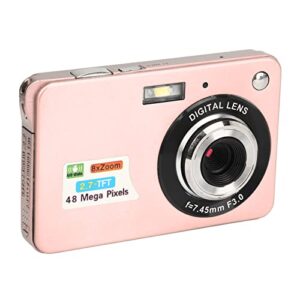 Digital Camera 4K, 4K Digital Camera 48MP 2.7in LCD Display 8X Zoom Anti Shake Vlogging Camera for Photography Continuous Shooting (Pink)