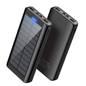 solar charger 30000mah – ypwa solar power bank 2 output with led flashlight for iphone,android and outdoor camping(1pcs)