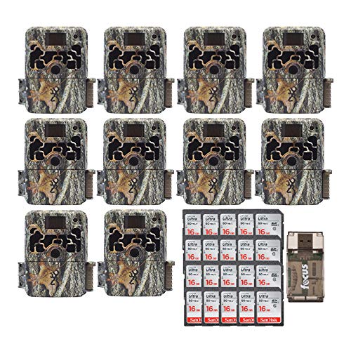 Browning Ten Trail Cameras Dark Ops Extreme 16MP Game Camera (10-Pack) Bundle with 16GB Cards (20-Pack) and USB Card Reader